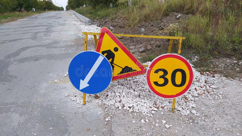 Attention Roadwork Ahead. Please Be Cautious and Follow the Displayed ...