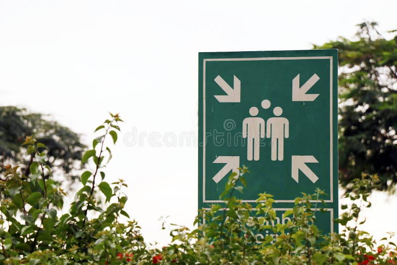 Safety Signs and Label for Fire Assembly Point Sign Stock Image - Image ...