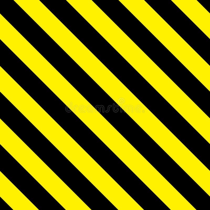 Yellow Black Warning Stripes Diagonal Seamless Vector Stock Vector