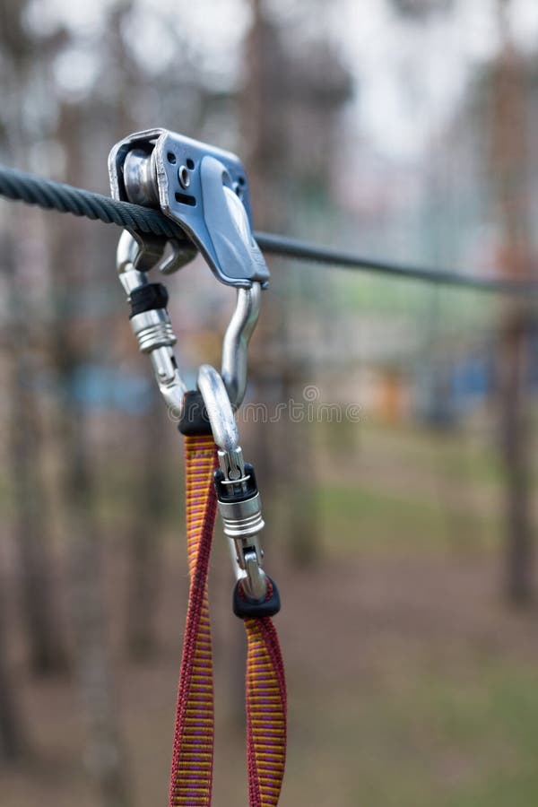 Safety Tether Springhook and Safety Rope Part Stock Image - Image of ...