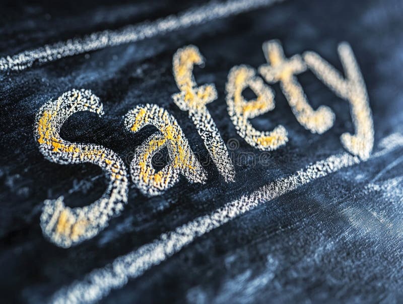 Safety Text Written on a Blackboard Stock Image - Image of safety, word ...