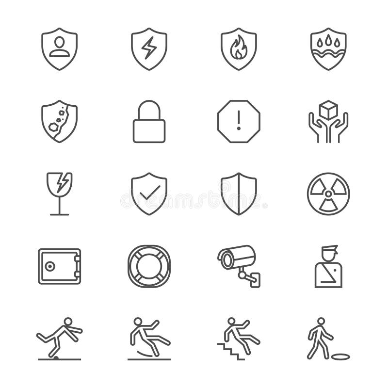 Safety thin icons stock vector. Illustration of easy - 93989847
