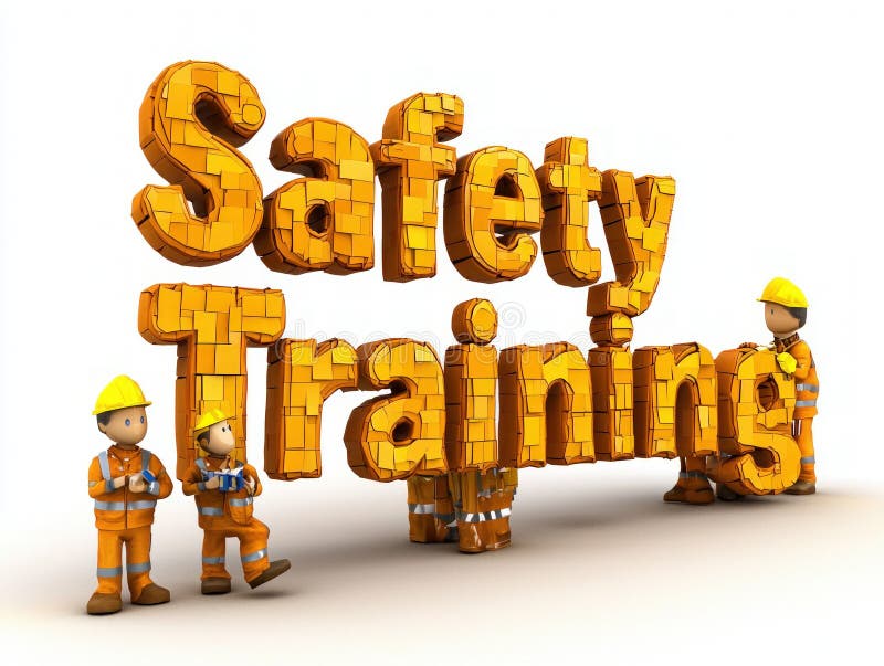 Safety Training 3d text stock illustration. Illustration of orange ...