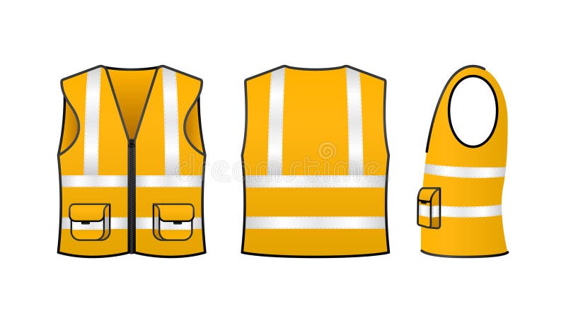 Safety Vest. Front, Back View and Side. Light Orange Jacket with ...