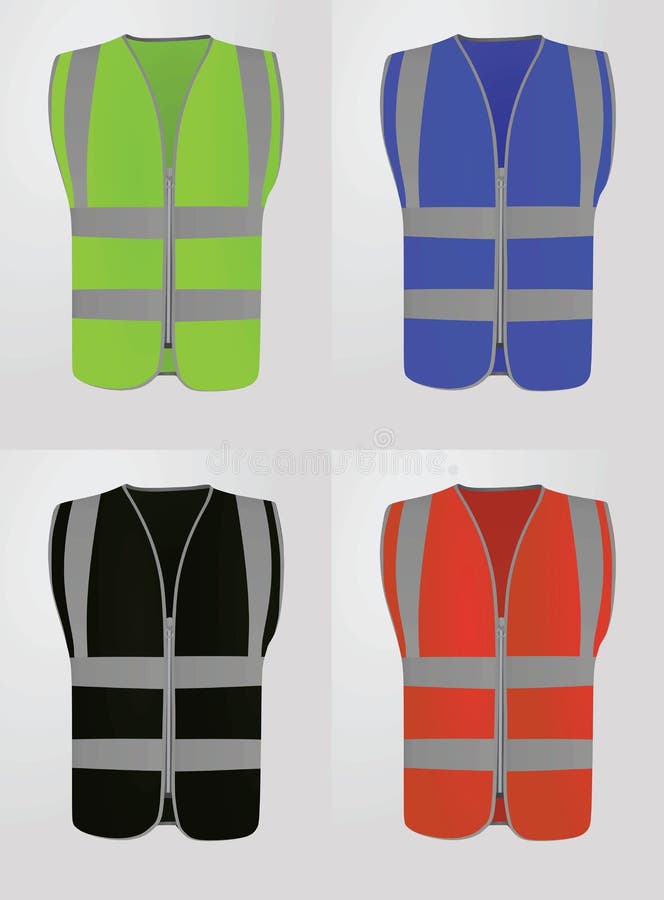Safety Vests in Four Different Colors Stock Vector - Illustration of ...