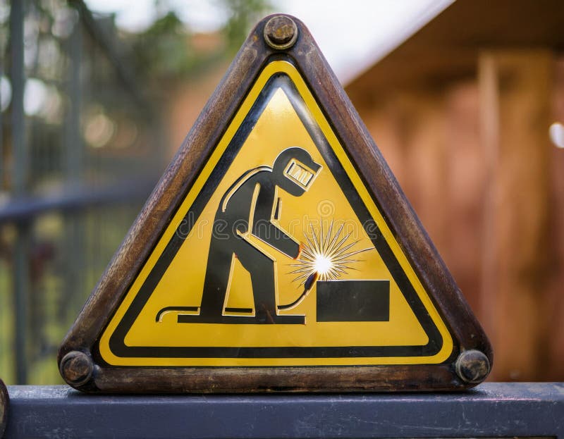Safety Warning Sign Emphasizing Welding Activity in a Construction ...