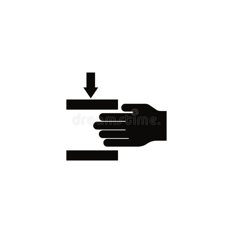 Safety Warning Symbol for Hand Press Injury Prevention Stock Vector ...