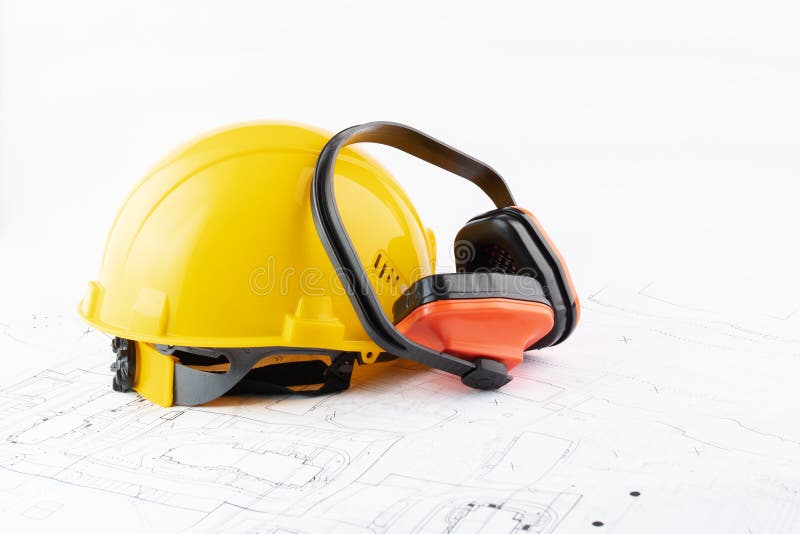 Safety Work Headphones, Builder`s Hard Hat, Occupational Safety and ...