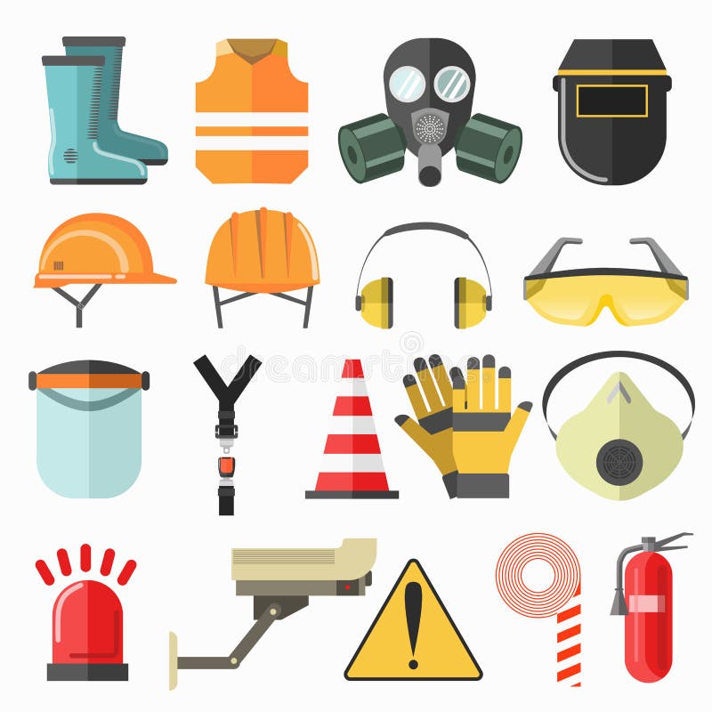 Safety Work Icons. Safety at Work Vector Icons Collection. Stock Vector ...