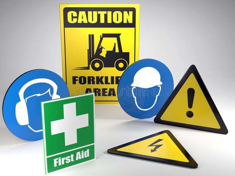 Safety at work blue signs stock vector. Illustration of danger - 60477745