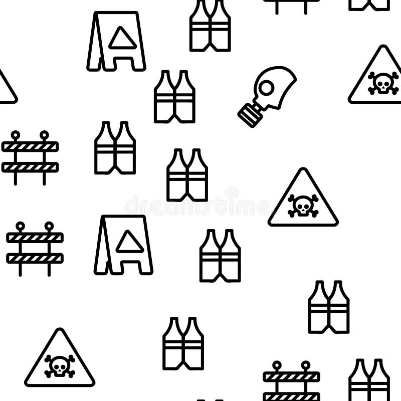 Safety Work Vector Seamless Pattern Stock Vector - Illustration of ...