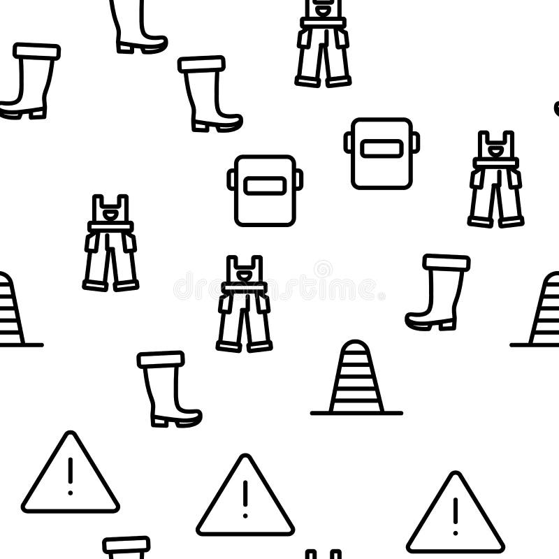Safety Work Vector Seamless Pattern Stock Vector - Illustration of ...