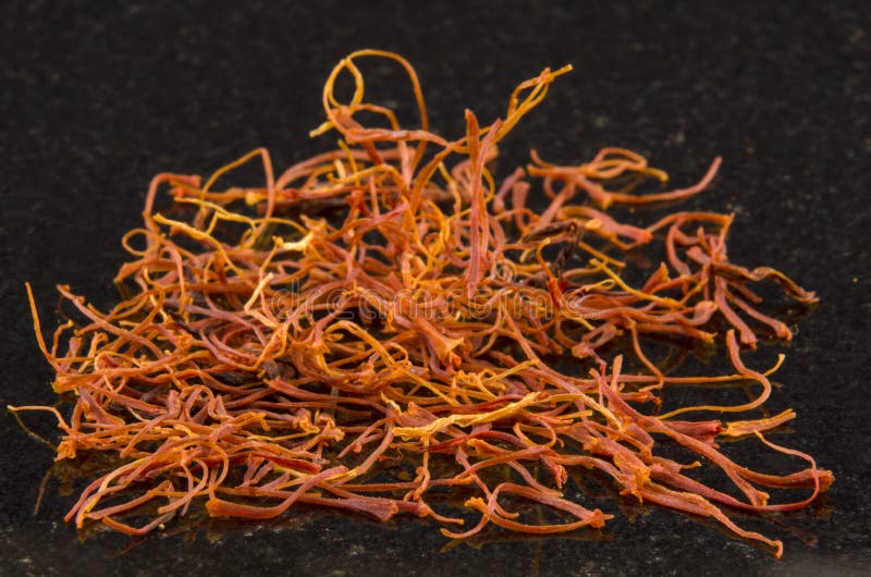 Saffron on a Black Marble Plate Stock Photo - Image of cooking, spice ...