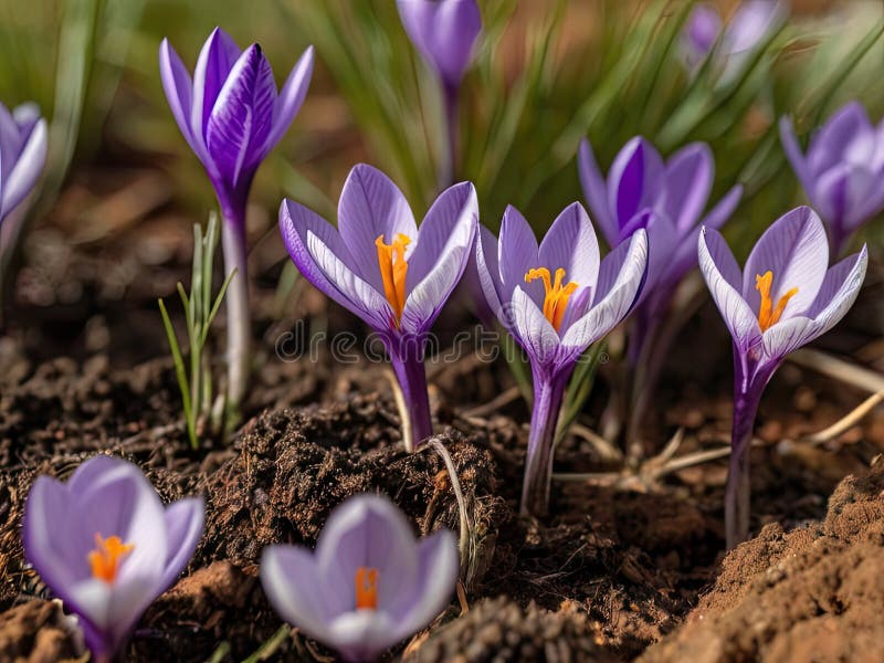 Saffron (Crocus Sativus) in the Garden Stock Illustration ...