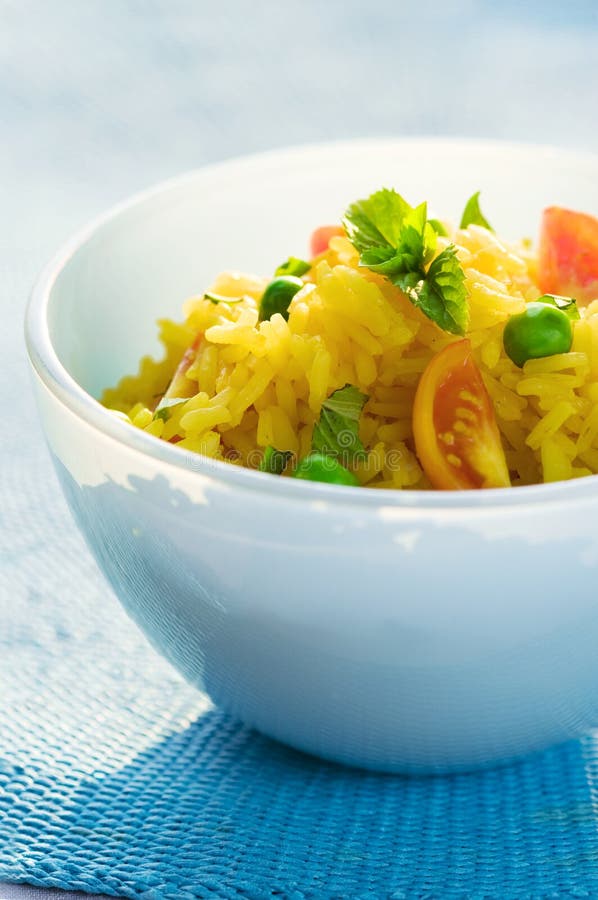 Saffron (or Curry) Rice and Vegetable Salad Stock Photo - Image of ...