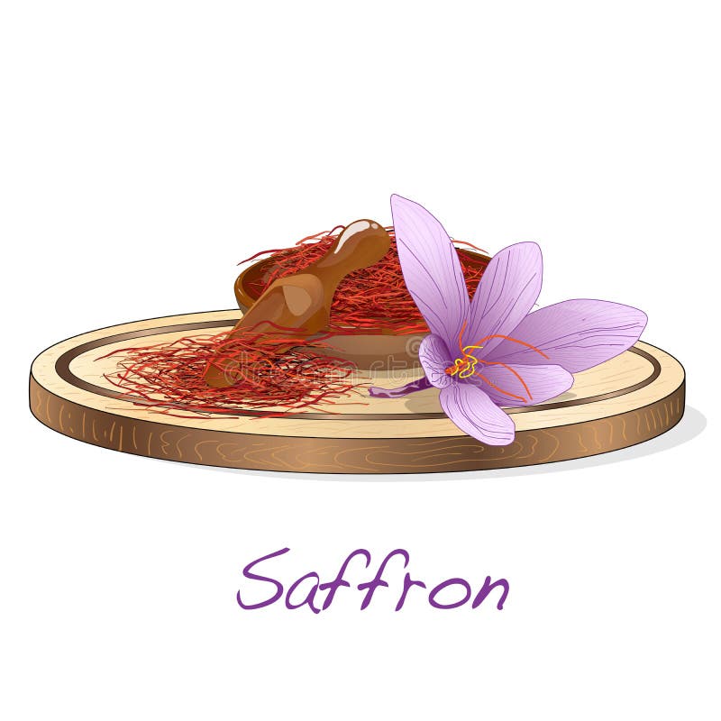 Saffron Flower on the Dish Illustration Set. Vector Isolated Stock ...