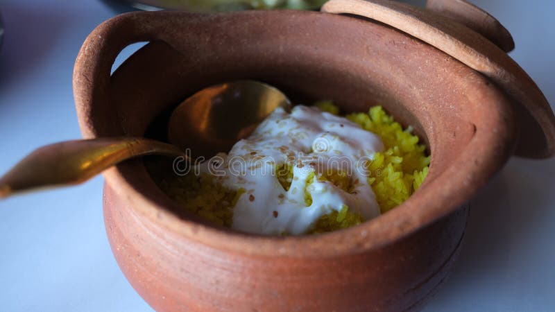 Saffron Rice with a Coconut Milk in a Clay Pot. Stock Image - Image of ...