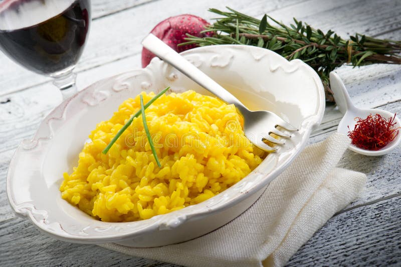 Saffron risotto stock image. Image of plate, delicious - 39627397