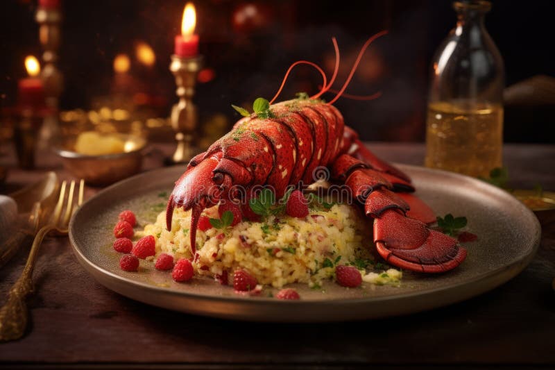 Saffron Risotto with Lobster Stock Illustration - Illustration of tail ...