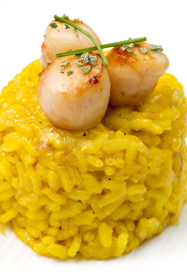 Saffron Risotto with Scallops Stock Image - Image of ingredients ...