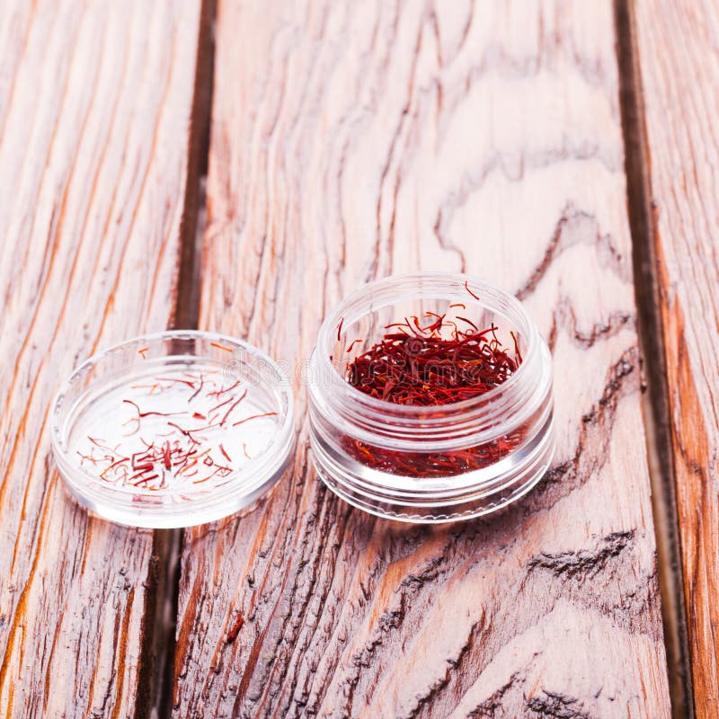 Saffron spice in a box stock photo. Image of condiment - 71305516
