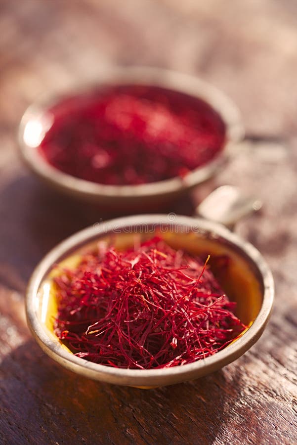 Saffron Threads in Vintage Dishes Stock Image - Image of fresh, crocus ...