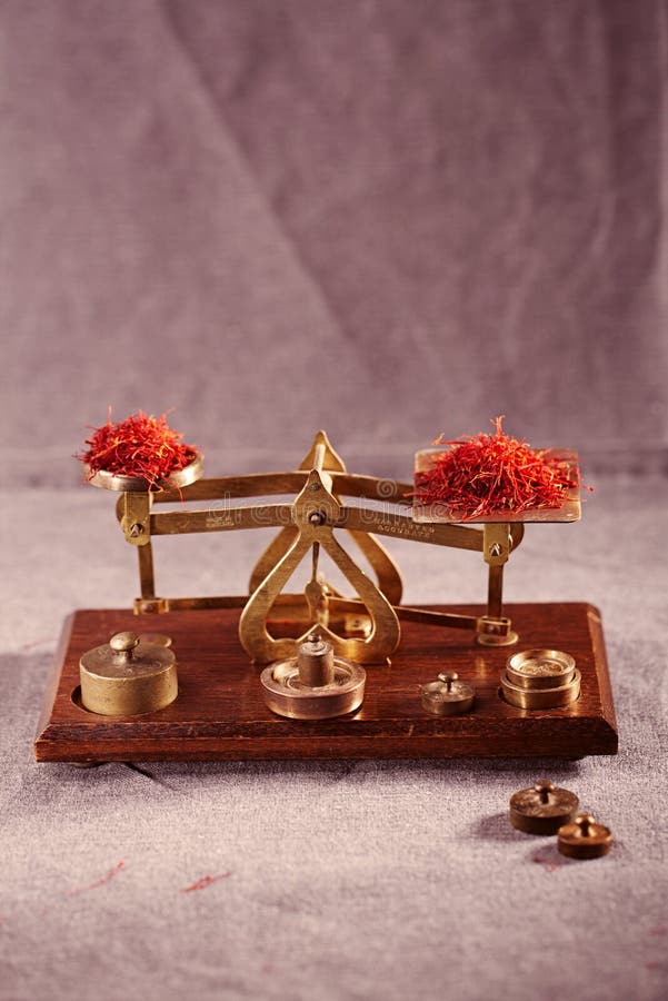 Saffron Treads with Vintage Postal Scale Stock Photo - Image of brass ...