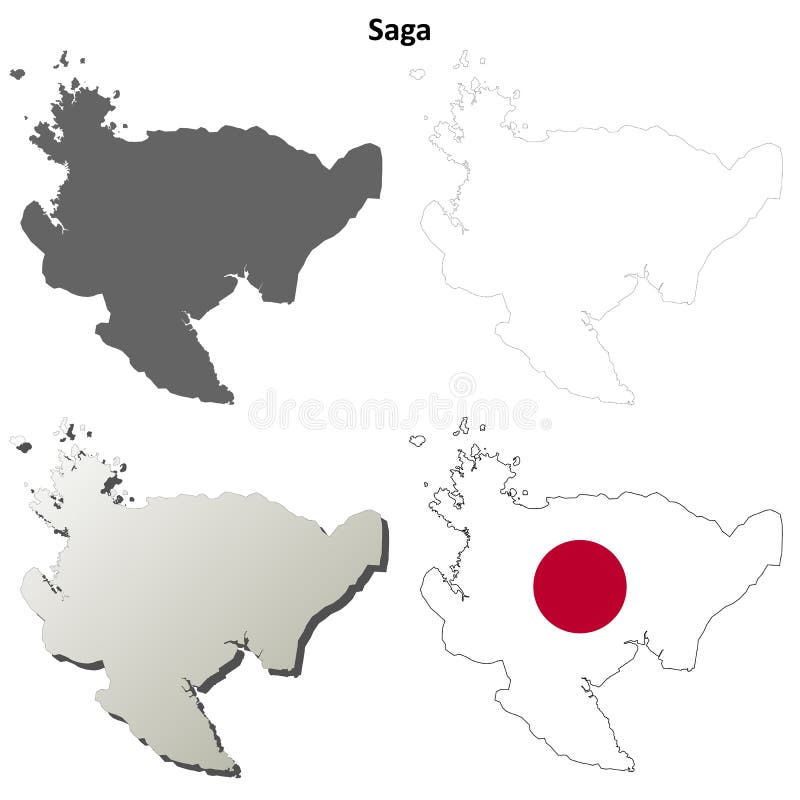 Saga blank outline map set stock vector. Illustration of sagaken ...