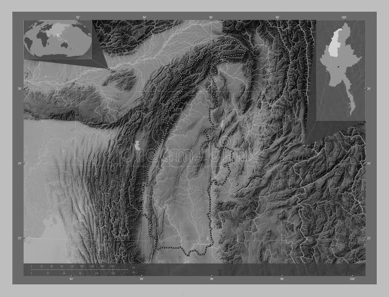 Sagaing, Myanmar. Grayscale. Capital Stock Illustration - Illustration ...