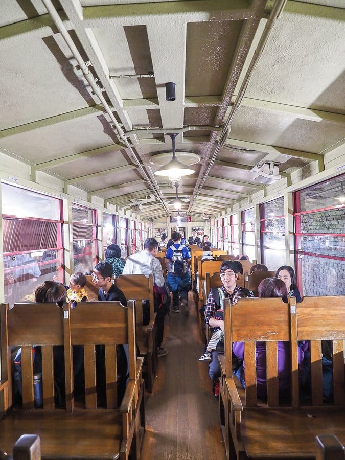 Sagano Romantic Train / Kyoto, Japan - April 12, 2018 : Passenger ...