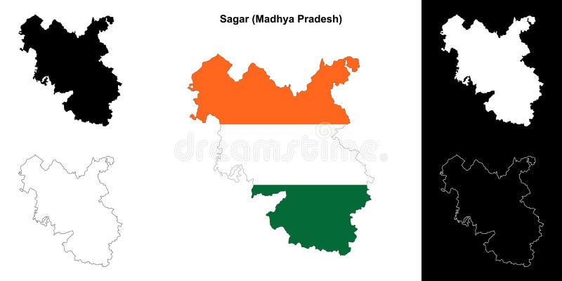 Sagar outline map stock vector. Illustration of border - 368834193