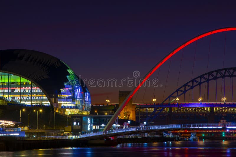 Sage Gateshead, Millenium and Tyne Bridges Stock Image - Image of ...