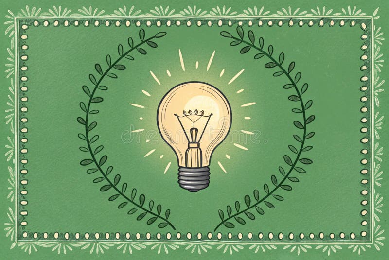 Shining Light Bulb Border Lightbulb Wall Electricity Stock ...