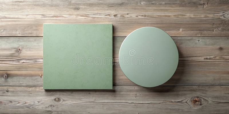Sage Green Square and Circle on Rustic Wood Background for Mockup ...