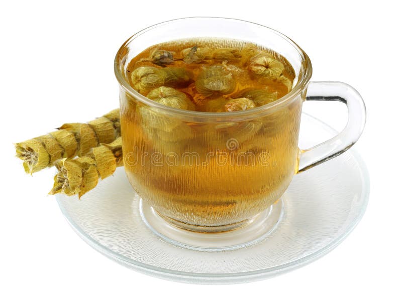 Sage Tea and Dry Sage Flowers Isolated on White Stock Image - Image of ...