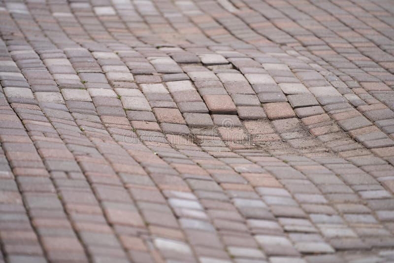 Sagging of Paving Slabs. Wavy Surface of Pavement. Copy Space. Stock ...