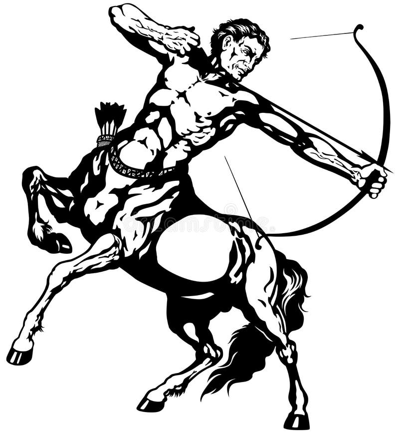 Sagittarius stock vector. Illustration of monochrome - 44600253