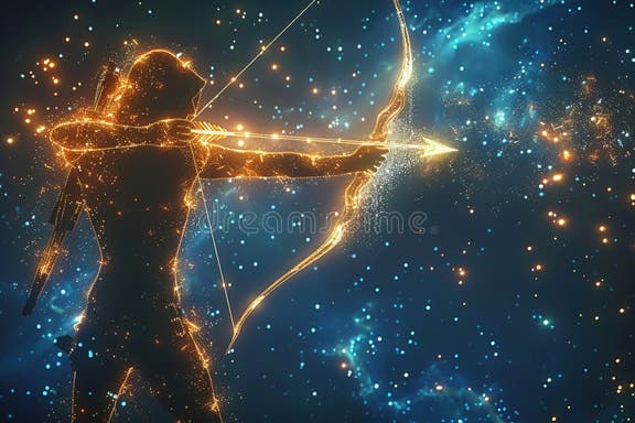 Sagittarius Pulls String of Bow with an Arrow Symbol of Constellation ...