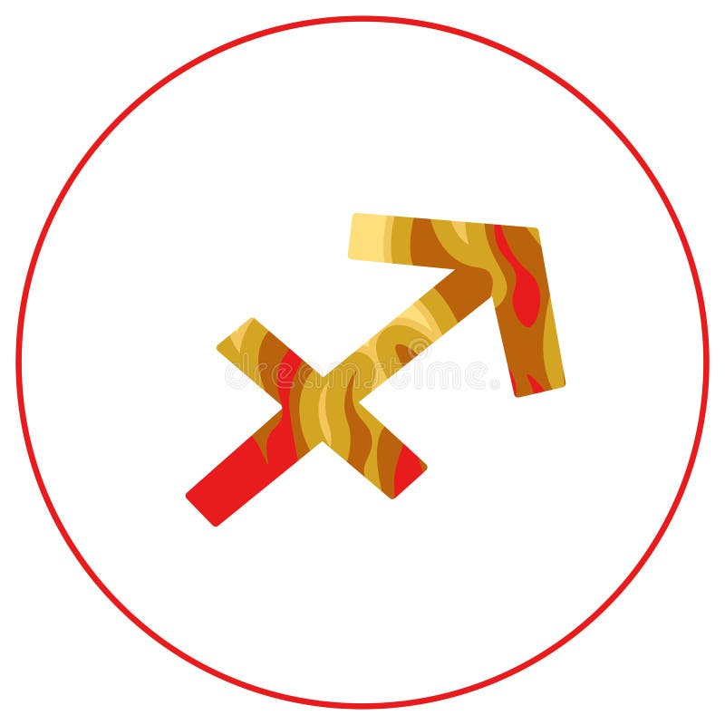 Sagittarius Zodiac Sign, Linear Icon of Horoscope Symbol in Round Frame ...