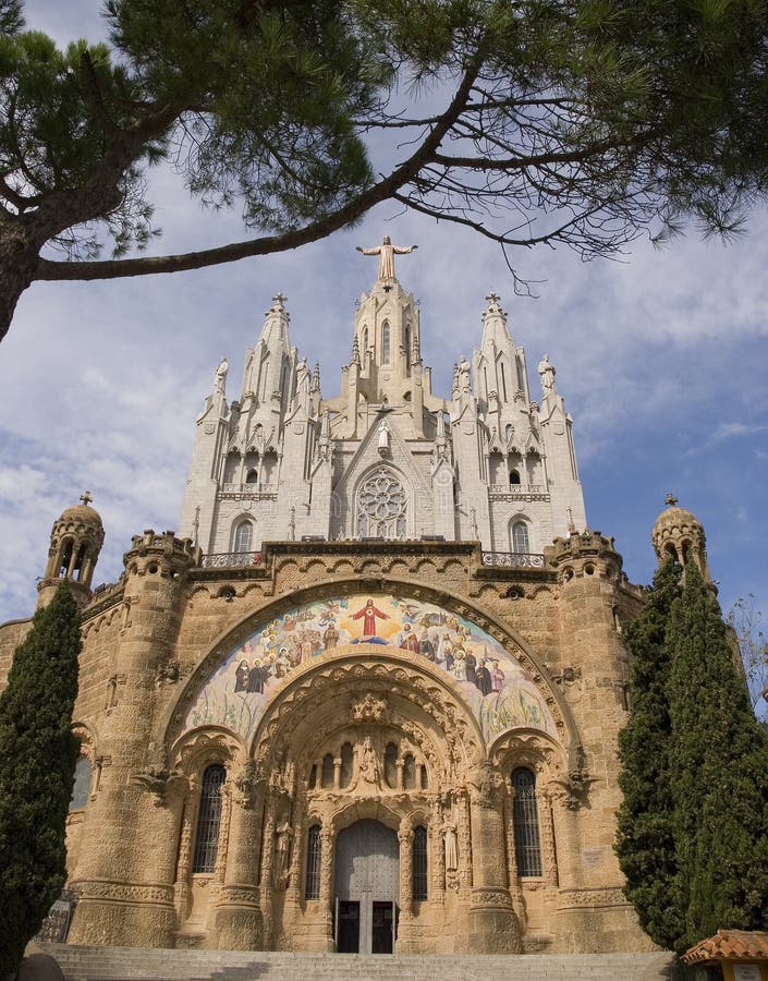 Sagrat Cor at Tibidabo stock photo. Image of barcelona - 3411270