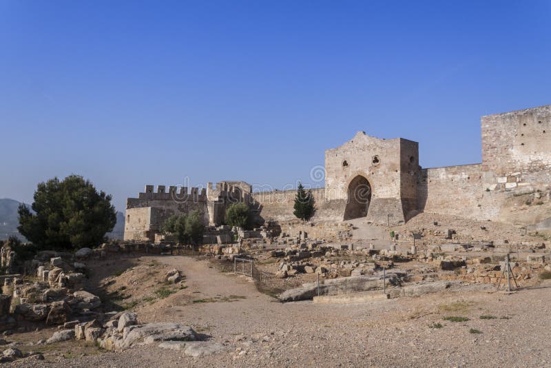 Sagunto Castle on Top of a Mountain Stock Image - Image of walls ...