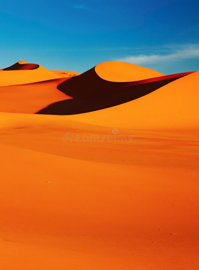 Desert Panorama - Sand Dunes - Sahara, Libya Stock Image - Image of ...