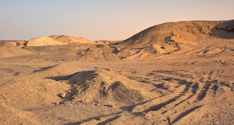 Sahara Desert Landscape at Sunset, Egypt Stock Image - Image of hill ...