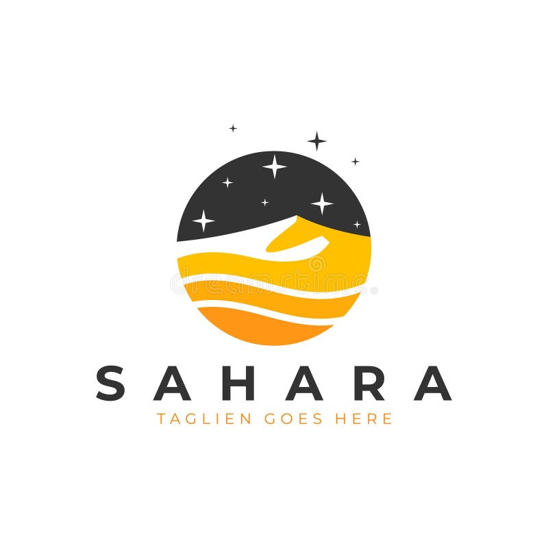 Sahara Desert Vector Illustration Logo Stock Vector - Illustration of ...