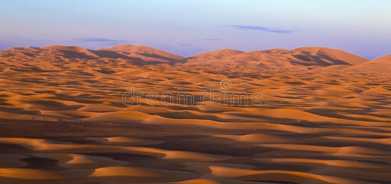 Sahara at dusk stock photo. Image of sand, panorama, dunes - 5638936