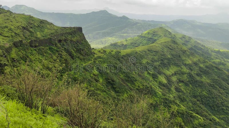 Sahyadri Mountains Range in Monsoon Stock Image - Image of tree ...