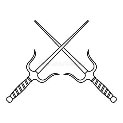 Sai Dagger Weapon Icon, Outline Style Stock Vector - Illustration of ...
