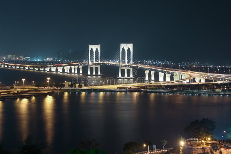Sai Van Bridge at Night Macau Stock Photo - Image of 1974, bridge: 39483344
