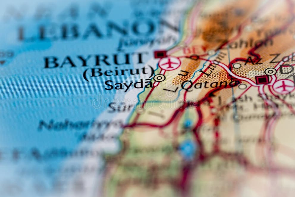 Saida, Lebanon Highlighted on a World Map Stock Image - Image of ...