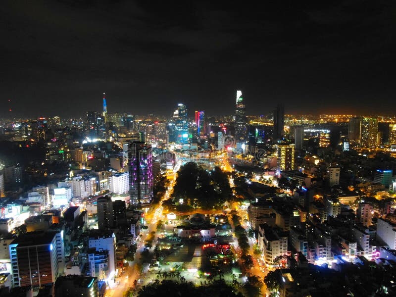 Saigon night skyline stock image. Image of minh, skyline - 137922923